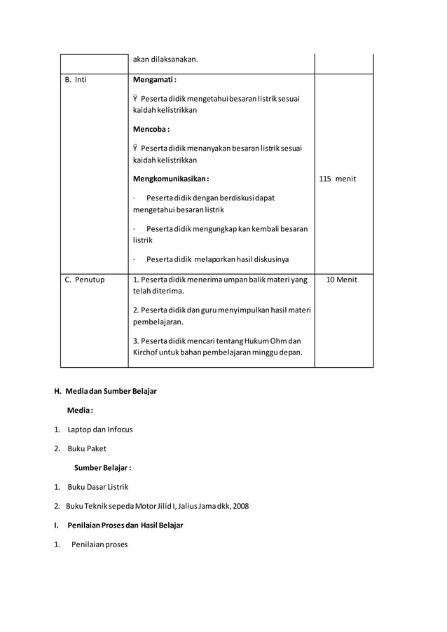 Rpp teknik listrik dasar 2013 | DOCX