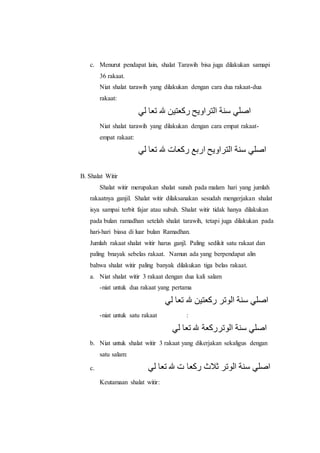RPP Sholat Tarawih dan Witir | DOCX