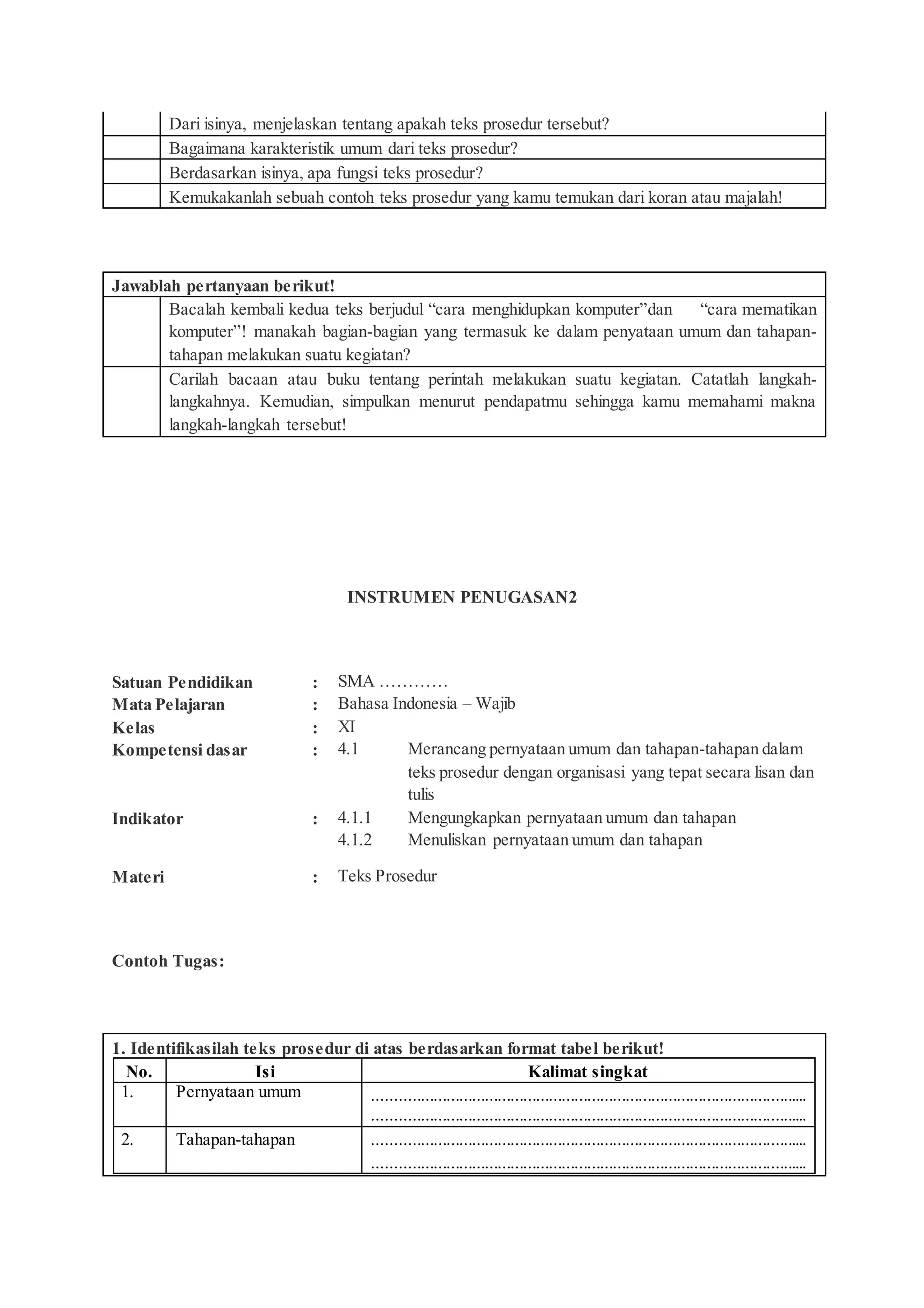 Rpp teks prosedur lengkap | DOCX