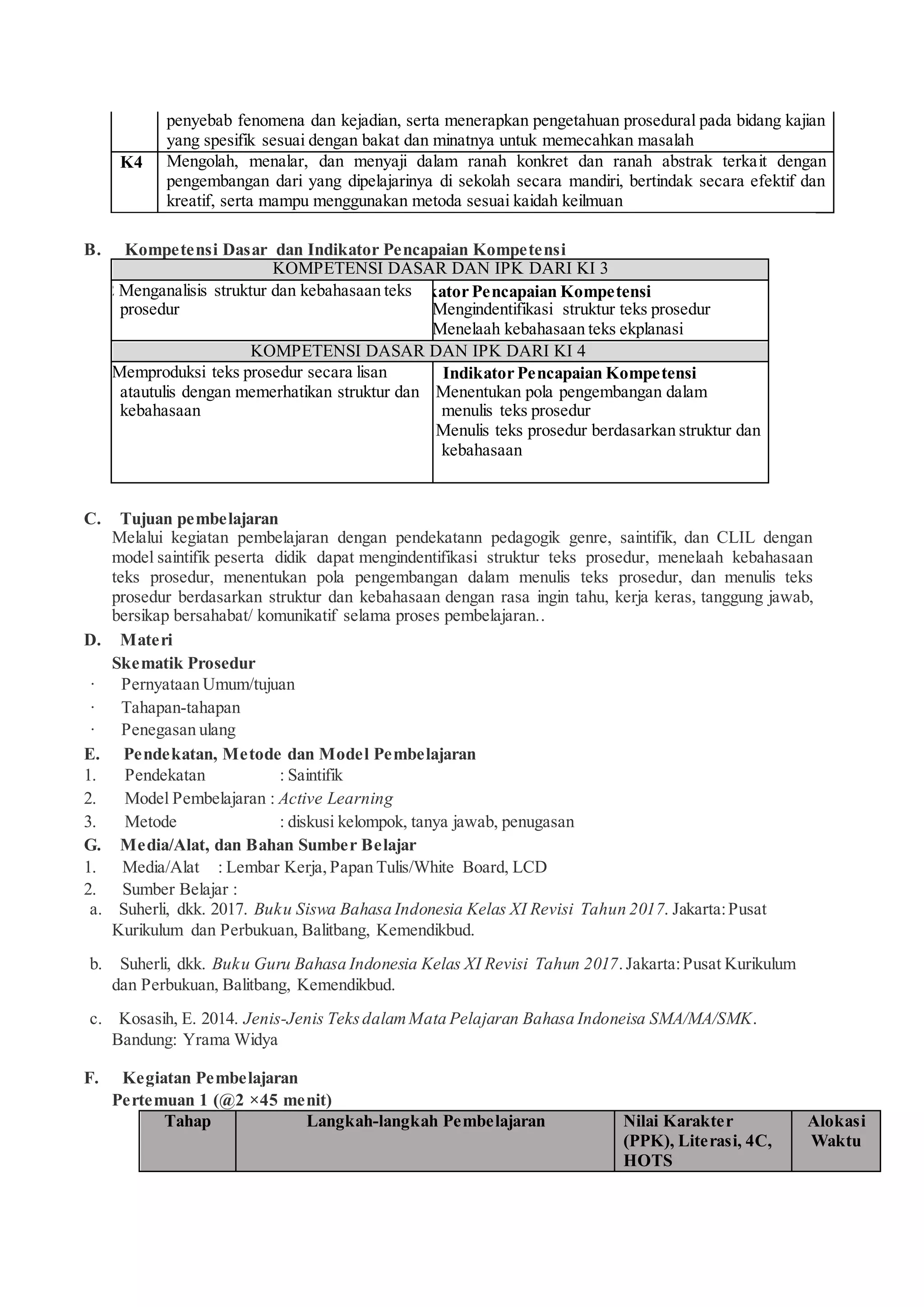 Rpp teks prosedur lengkap | DOCX