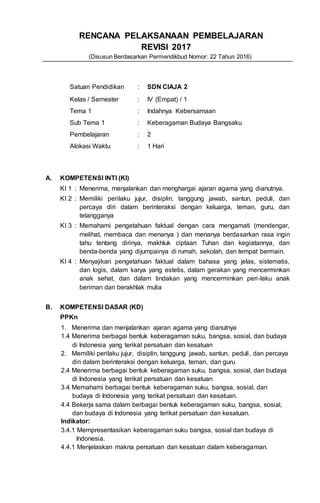 Rpp tema 1 kls 4 | PDF