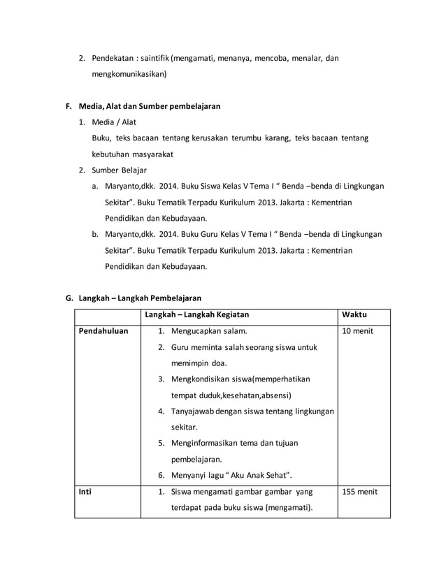 Rpp tema 1 st 2 pb 3 edit | PDF