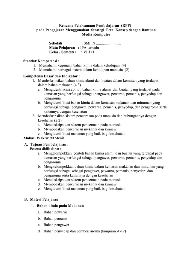 Rpp terpadu kelas viii | PDF