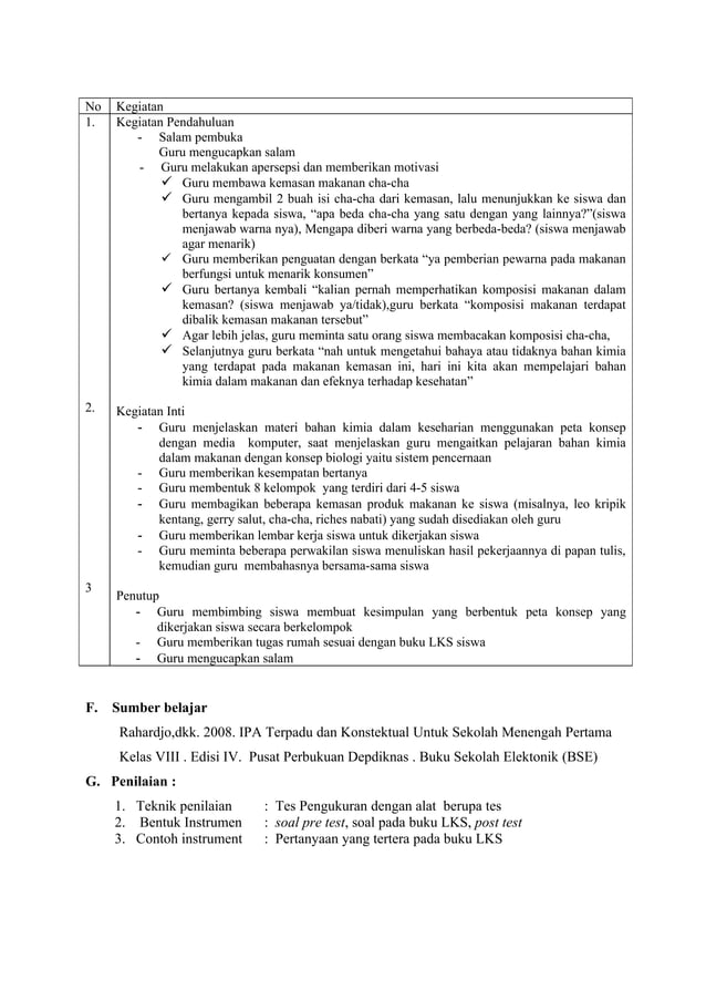 Rpp terpadu kelas viii | DOC