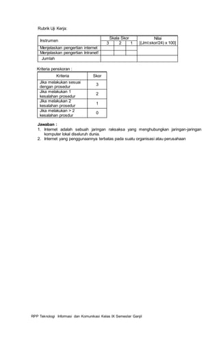RPP TIK KELAS IX SEMESTER 1 | DOC