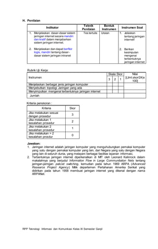 RPP TIK KELAS IX SEMESTER 1 | DOC