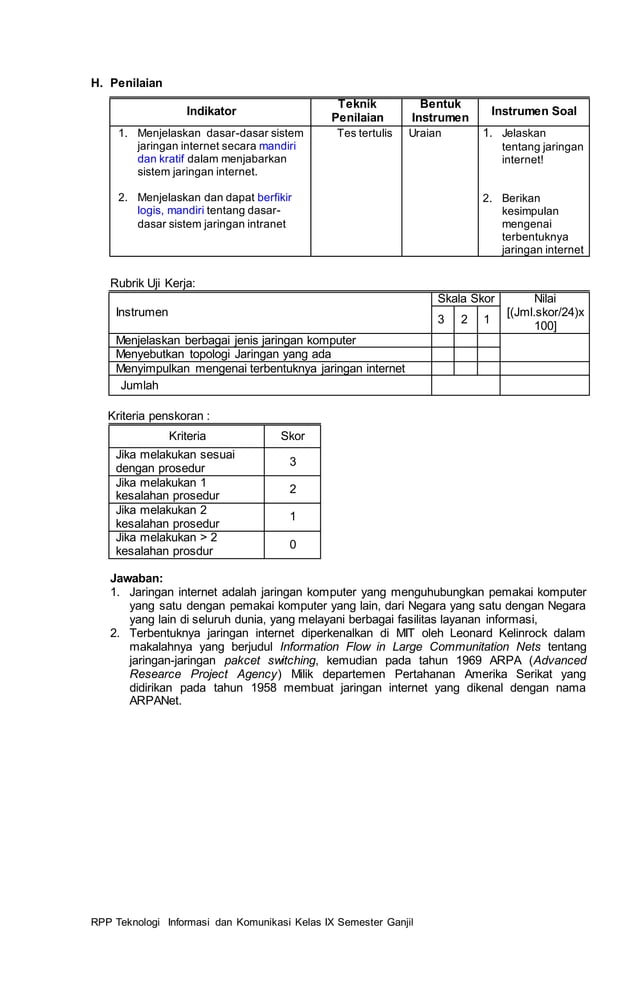 RPP TIK KELAS IX SEMESTER 1 | DOC