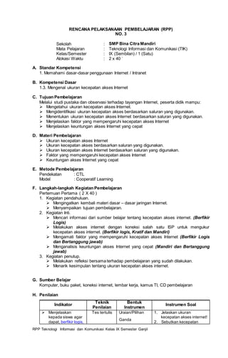 RPP TIK KELAS IX SEMESTER 1 | DOC