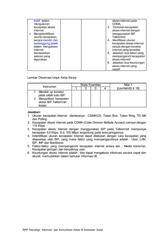 RPP TIK KELAS IX SEMESTER 1 | DOC