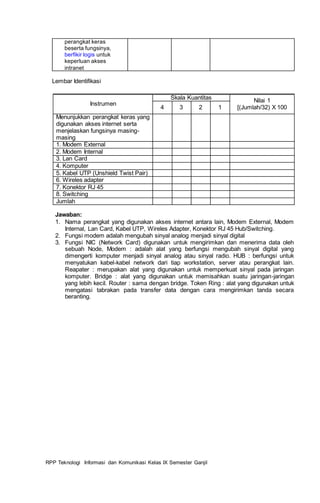 RPP TIK KELAS IX SEMESTER 1 | DOC