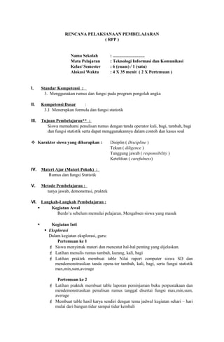 Rpp tik kelas 6 semester 1 | DOC