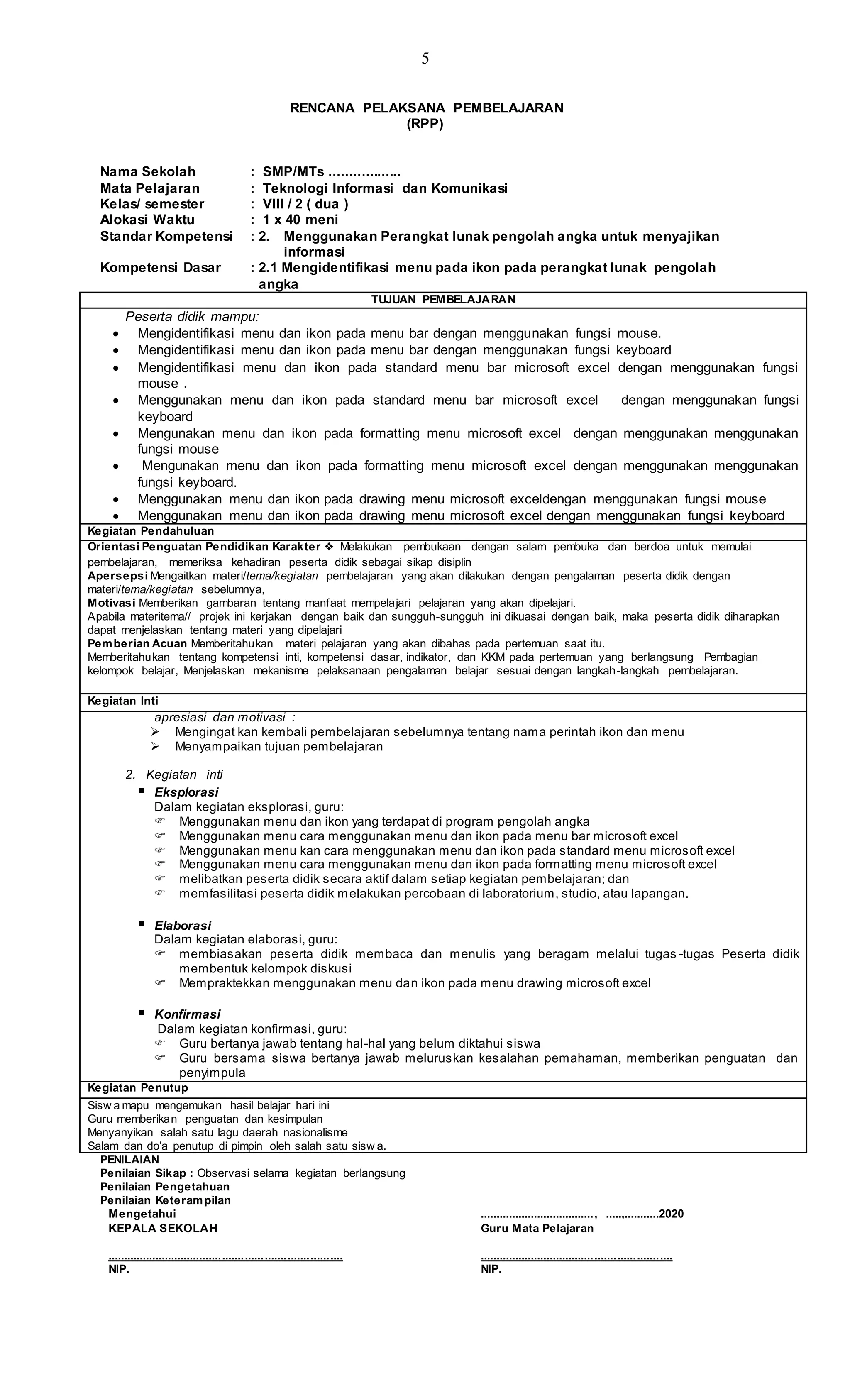 Rpp tik kls 8 mode luring (3) | DOC