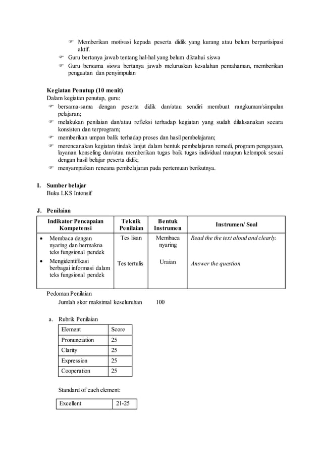 RPP BAHASA INGGRIS KELAS 8 SEMESTER 1 DESCRIPTIVE TEXT | DOCX