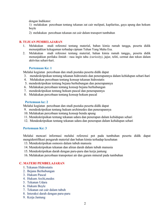 Rpp viii bab 8 - tekanan pada zat cair | DOC