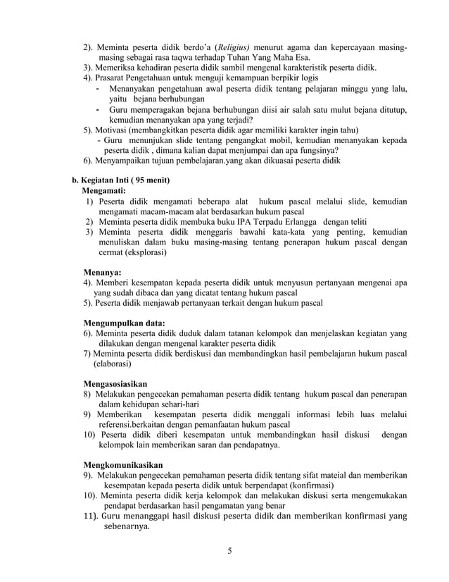 Rpp viii bab 8 - tekanan pada zat cair | DOC