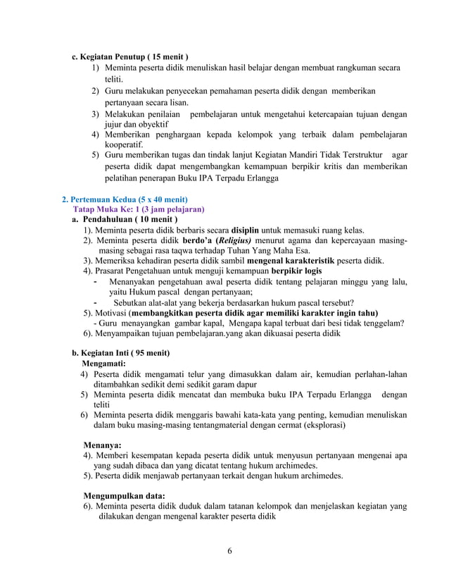 Rpp viii bab 8 - tekanan pada zat cair | DOC