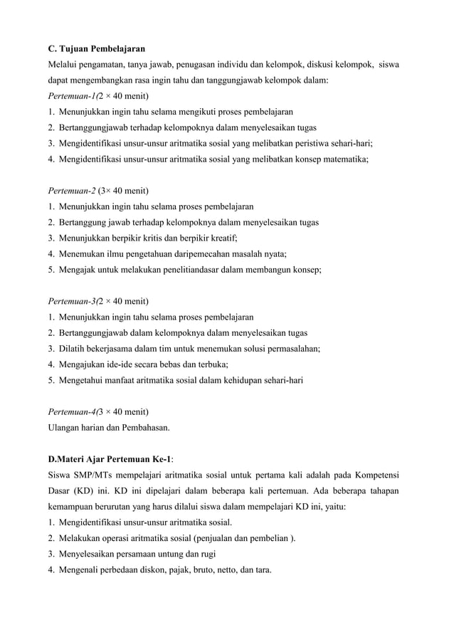 Contoh RPP kelas 7 | PDF