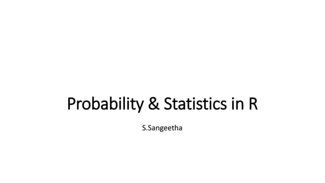 R Probability and Statistics | PDF