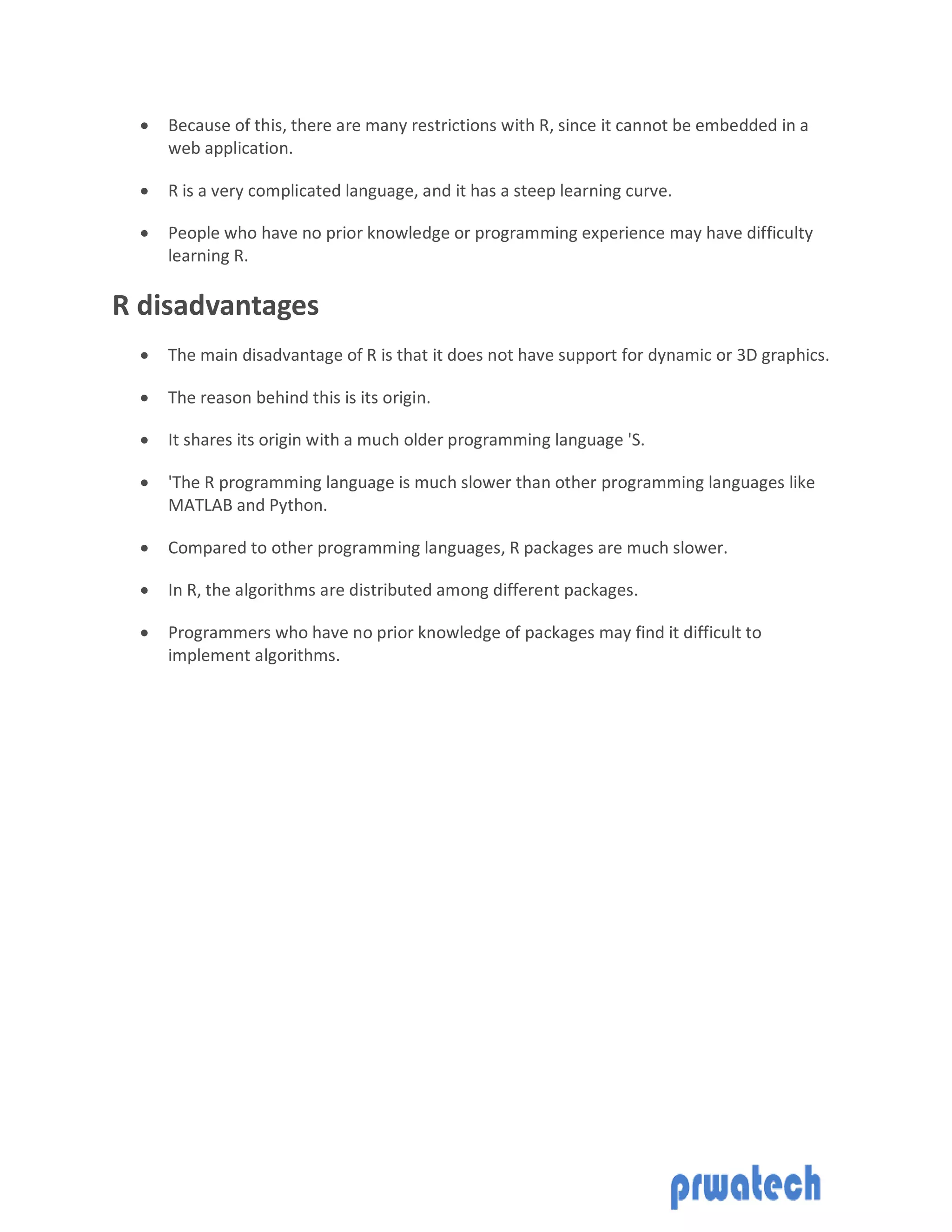 R programming advantages and disadvantages | PDF