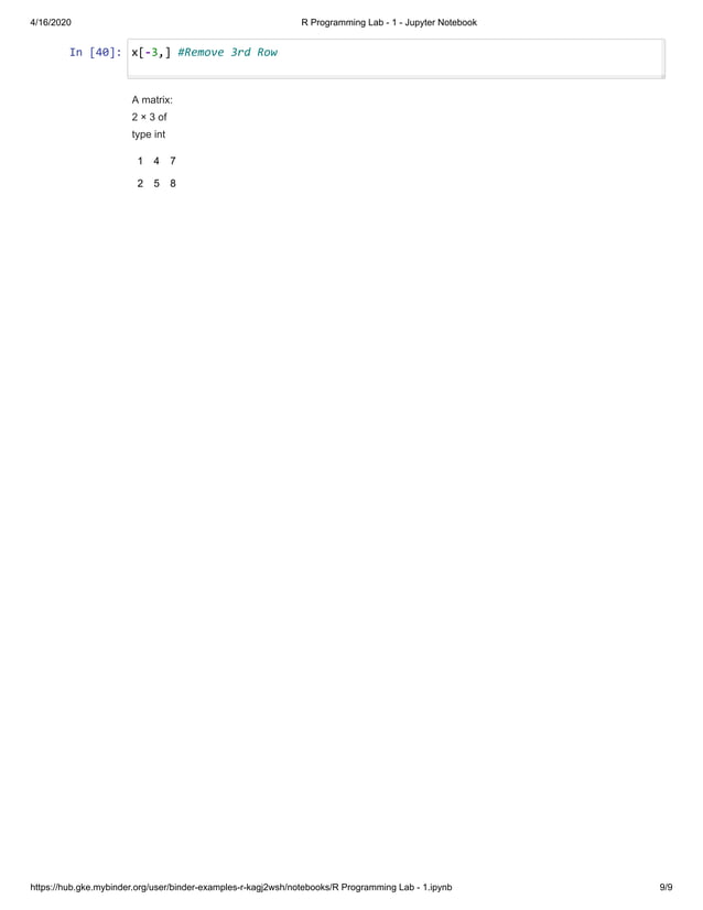 R programming lab 1 - jupyter notebook | PDF