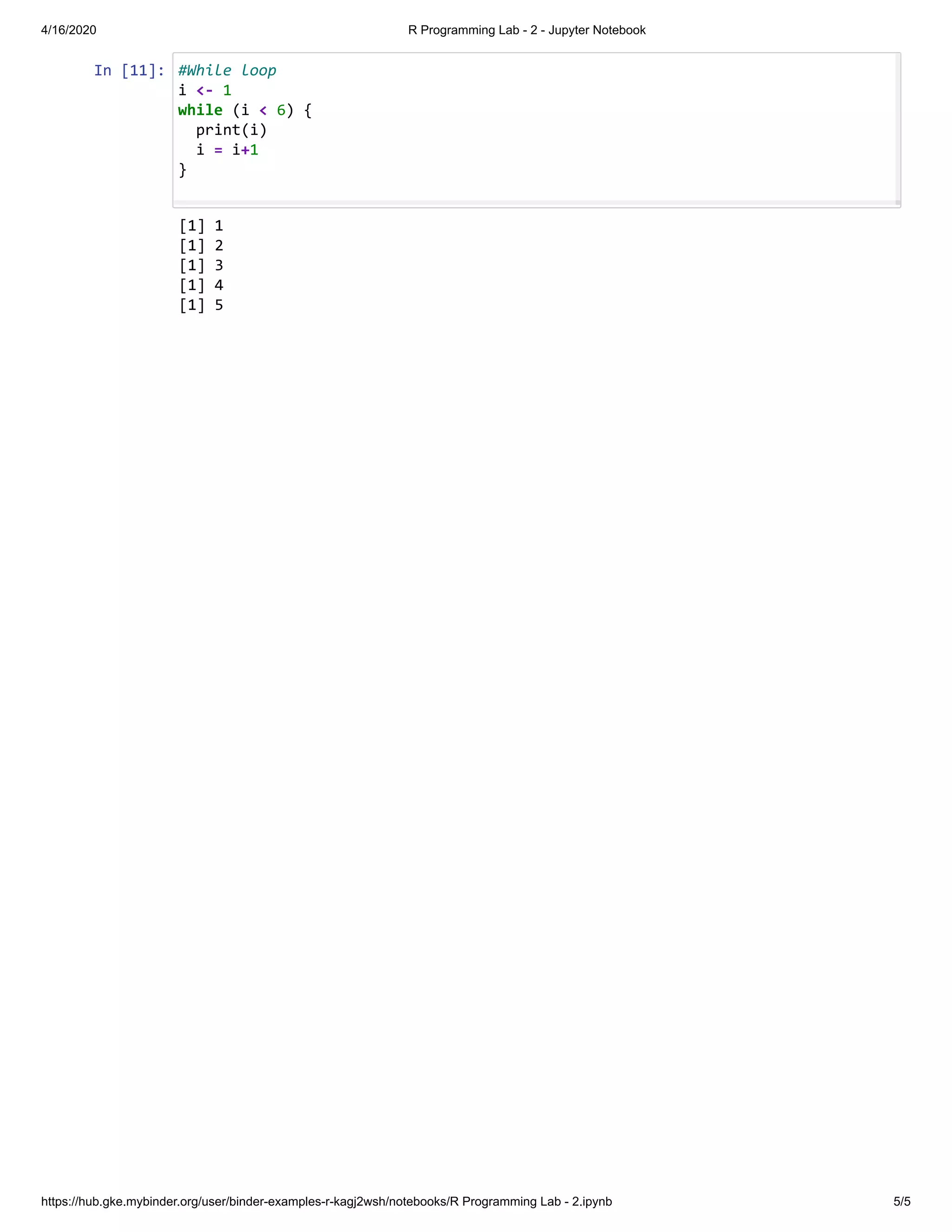 R programming lab 2 - jupyter notebook | PDF