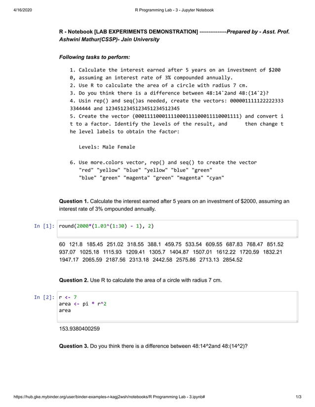 R programming lab 3 - jupyter notebook | PDF | Business and Finance