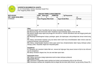 RPS-AIK-1-AQIDAH-AKHLAK.MATA PELAJARAN ISMUBApdf | PPT