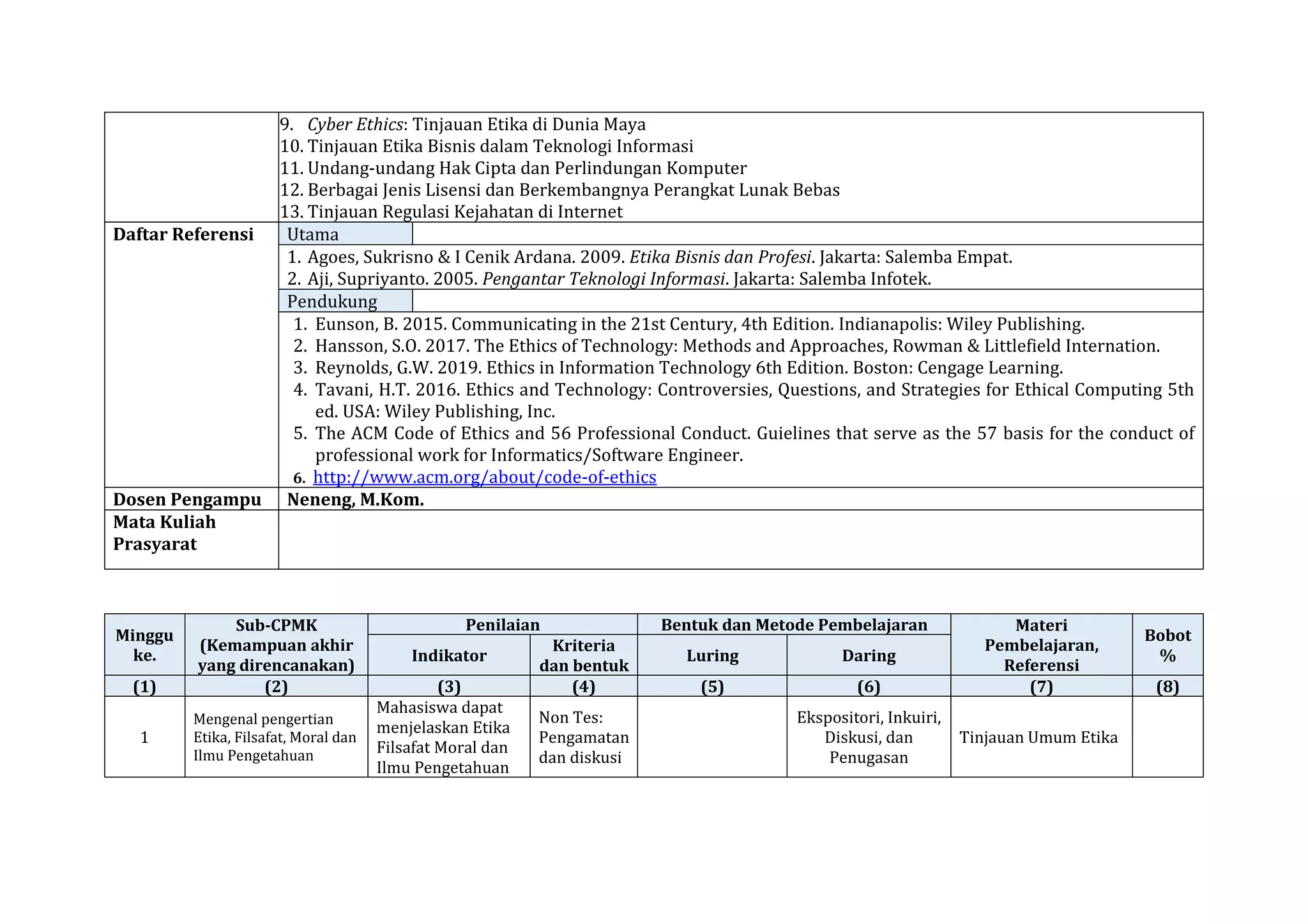 RPS-Etika Profesi | PDF