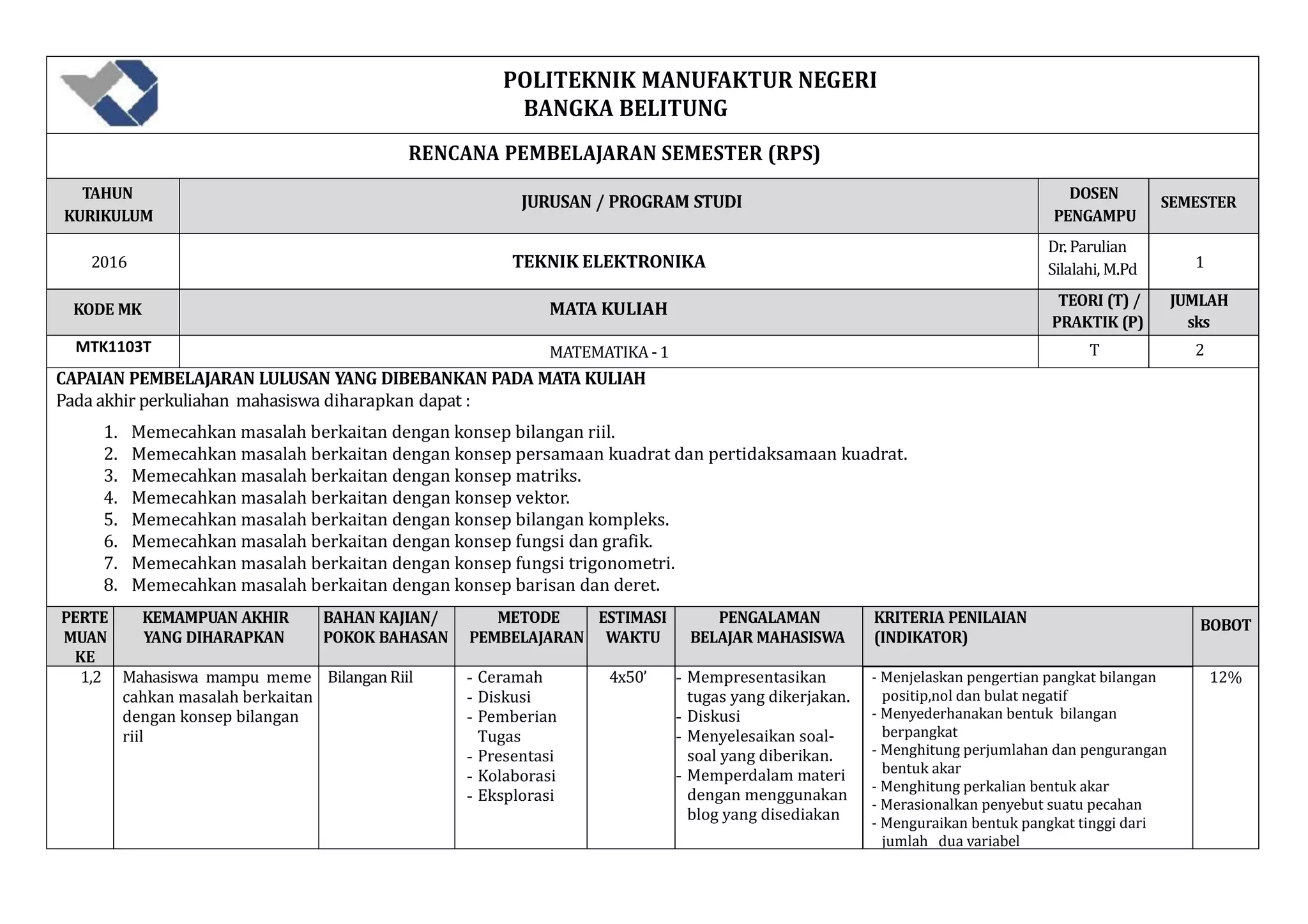 Rps matematika-i- | PDF