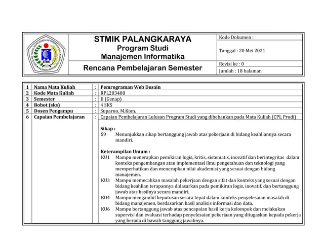 RPS - Pemrograman Web Desain - berbasis KKNI OBE Prodi MI.pdf