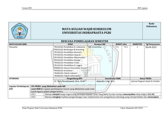 RPS Pendidikan Agama yang merupakan sebagai panduan | PPT