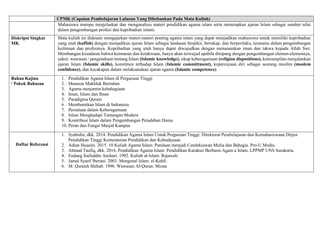 RPS Agama Islam Universitas Mbojo Bima I | PPT