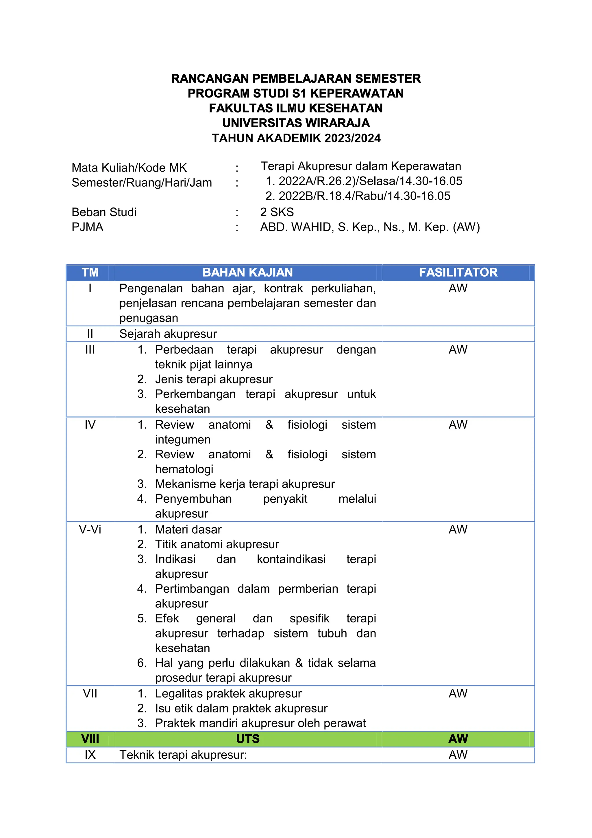 RENCANA PEMBELAJARAN SEMESTER MK AKUPRES | PPT