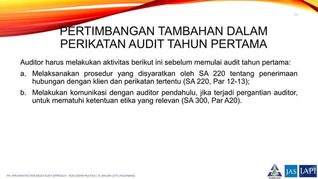 Perencanaan Audit Dr Jamaludin Iskak, Ak, MSi, CA, CPI, ACPA, CPA | PPTX