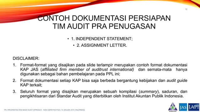 Perencanaan Audit Dr Jamaludin Iskak, Ak, MSi, CA, CPI, ACPA, CPA | PPTX