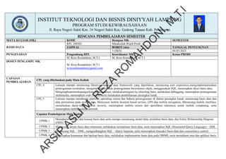 RPS BASIS DATA program studi rekayasa peangkat lunak | PDF