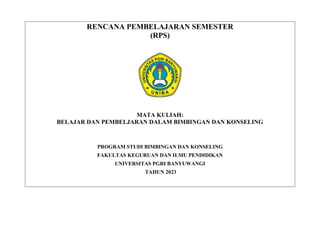 RPS BELAJAR DAN PEMBELAJARAN DLM BK RATNA.doc