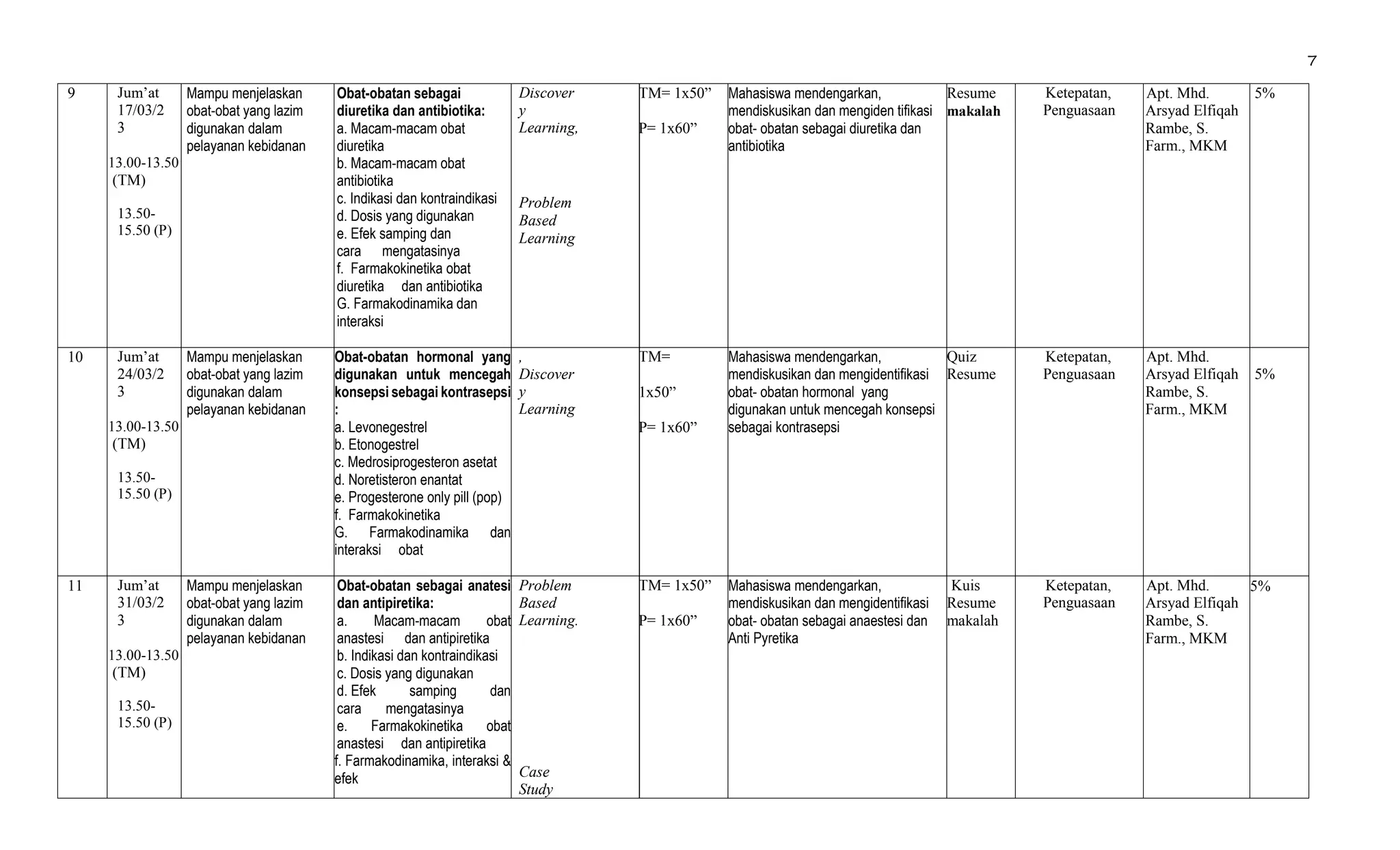 RPS Farmakologi untuk mahasiswa kebidanan | DOCX