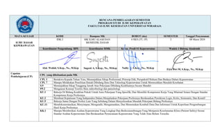 Rencana Pembelajaran Semester MK IDK ok | PDF