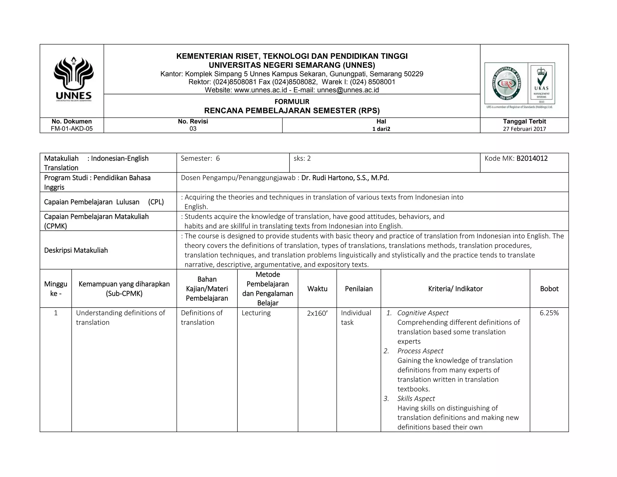 Rps indo eng translation 2017 | PDF