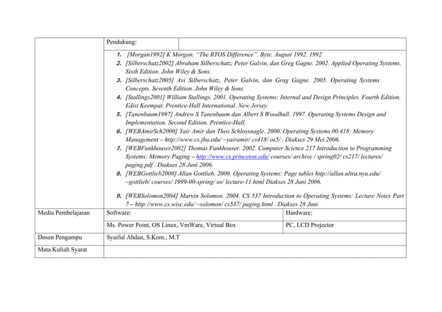 Rps inf 218 sistem operasi | PPT