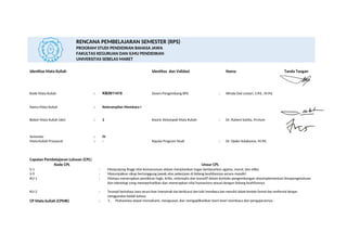 RPS KETERAMPILAN MEMBACA bahasa indonesia | DOCX