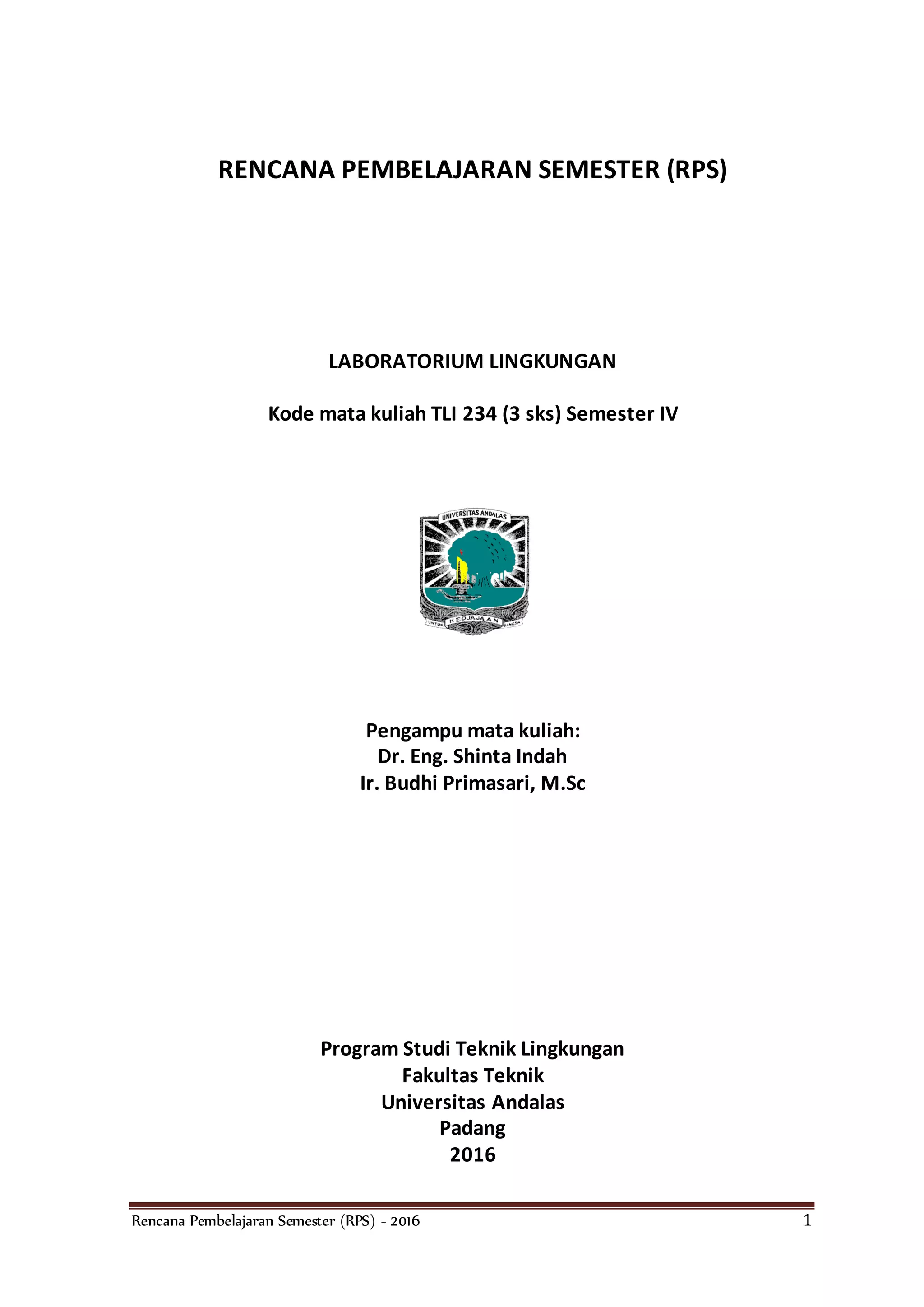 Rps laboratorium lingkungan revisi | DOCX