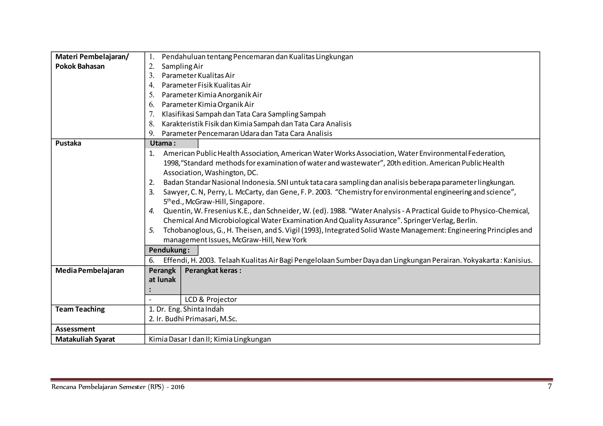 Rps laboratorium lingkungan revisi | DOCX