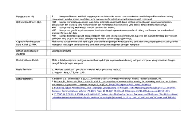 RPS matakuliah Manajement Jaringan komputer .pdf