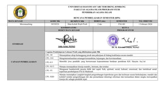 RPS Microteaching Bidang Pengajaran pada Prodi PAI | DOCX