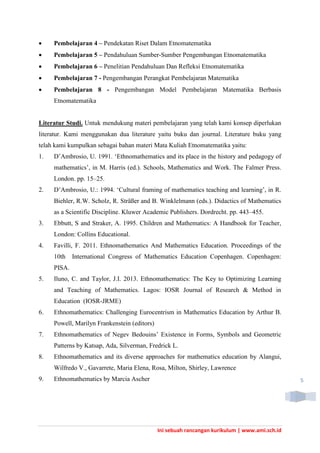 RPS MK Etnomatematika Pendidikan Matematika S1 | PDF