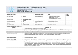 RENCANA PEMBELAJARAN SEMESTER PERBANDINGAN HUKUM PIDANA | PDF