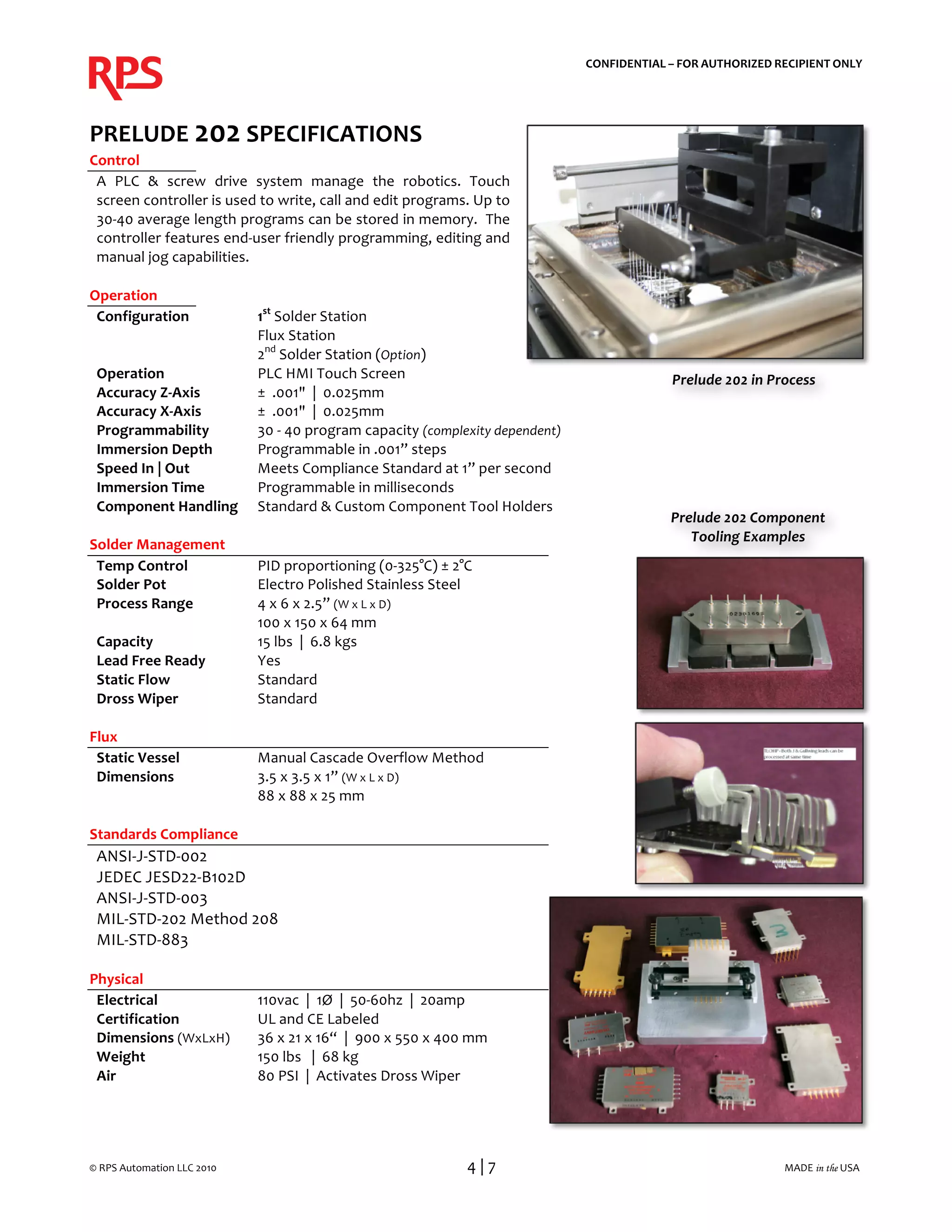 RPS Prelude 202 Solderability Test System | PDF
