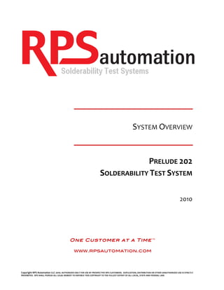 RPS Prelude 202 Solderability Test System | PDF